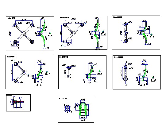 spider fittings 200mm autocad drawings
